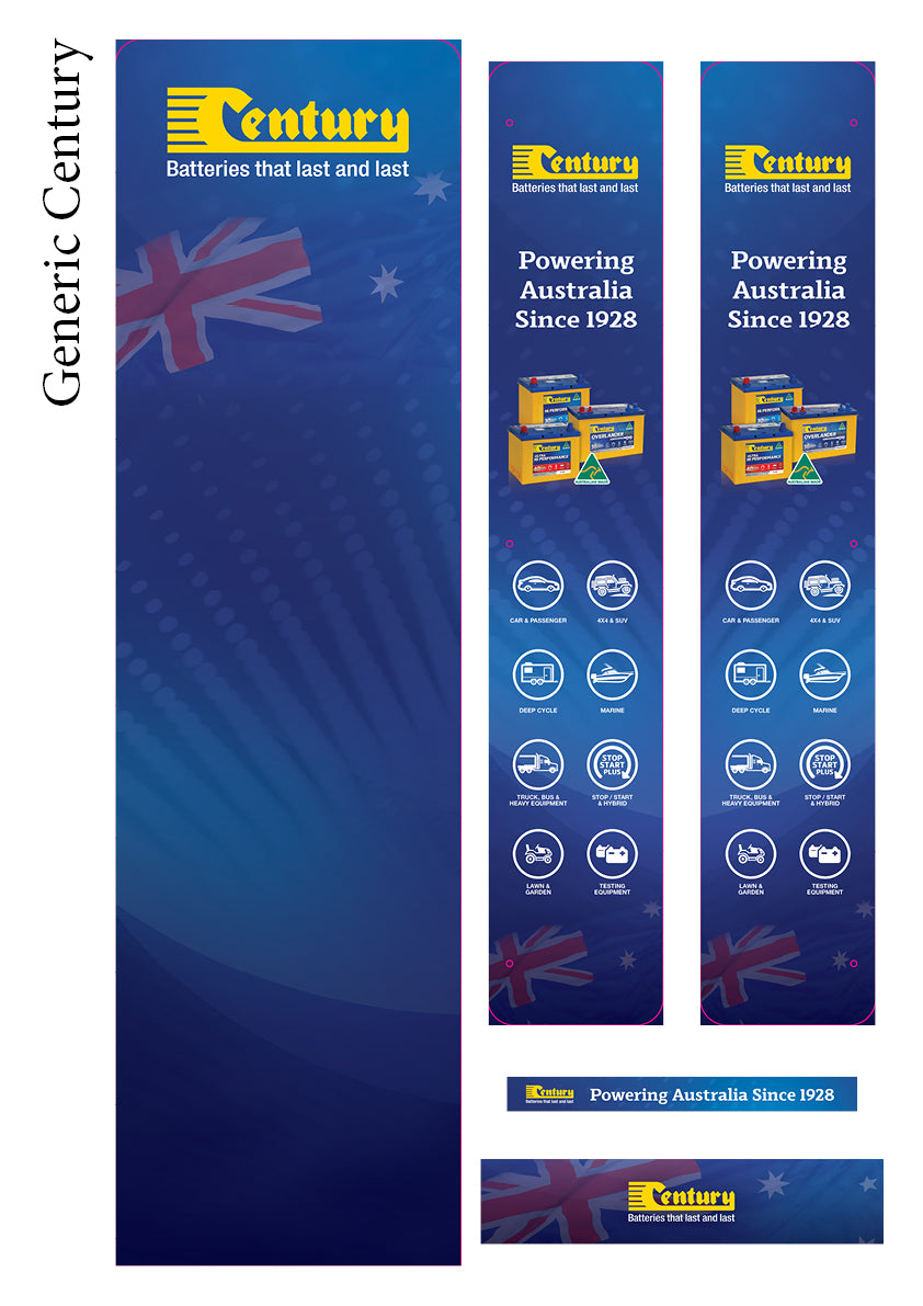 Century Generic Display Stand Signage Pack – Century Yuasa Batteries